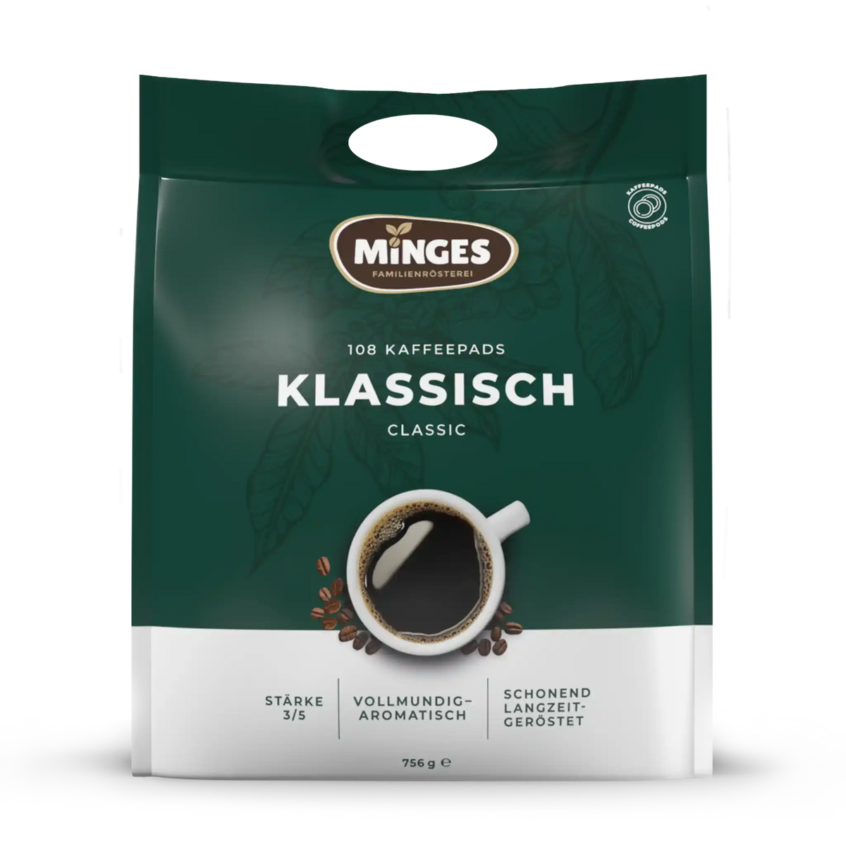 Minges Klassisch, Kaffeepads (108 Pads, 756 g) – Minges Kaffeerösterei